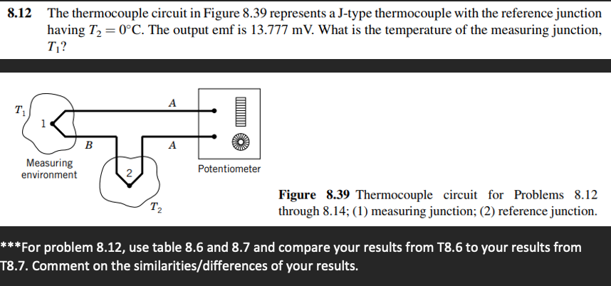 Solved 8.12 The thermocouple circuit in Figure 8.39 | Chegg.com