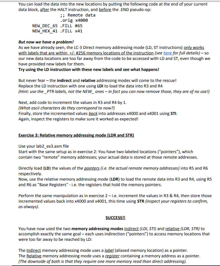 3.1 New LC-3 Instructions As you know, in the LC-3, | Chegg.com