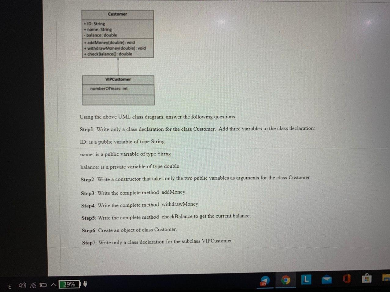Customer + ID: String name: String balance: double + | Chegg.com