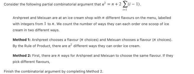 Solved Consider the following partial combinatorial argument | Chegg.com