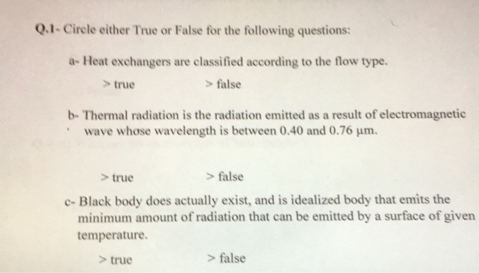Solved Circle either True or False for the following | Chegg.com