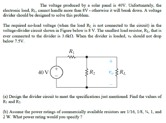 Solved The voltage produced by a solar panel is 40V. | Chegg.com