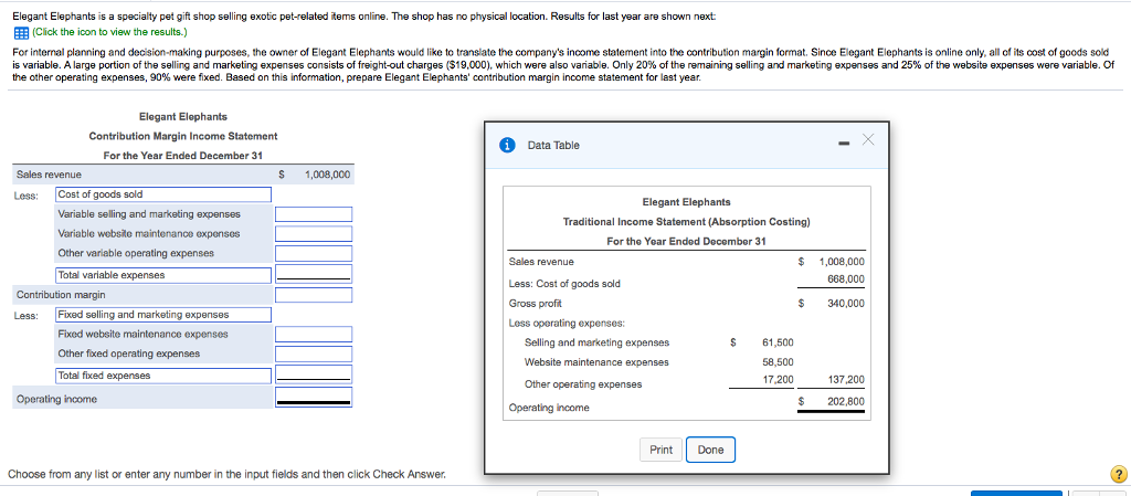 Solved Elegant Elephants is a specialty pet gift shop | Chegg.com