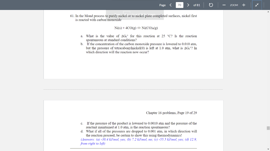 Solved 61. In the Mond process to purify nickel or to nickel | Chegg.com