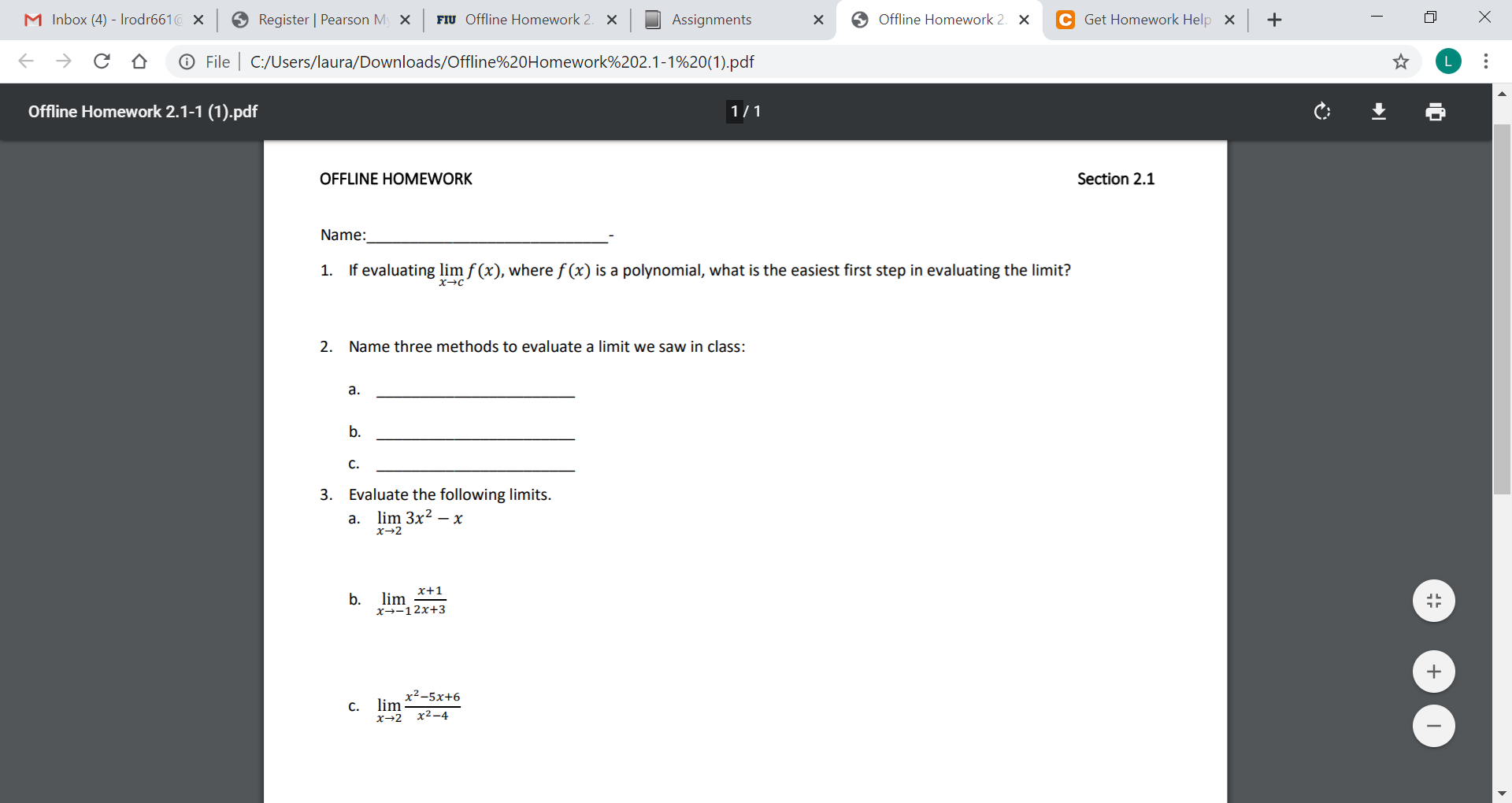 Solved MInbox (4) - Irodr661X Register Pearson M X FIU | Chegg.com