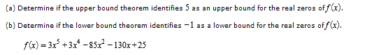 Solved (a) ﻿Determine if the upper bound theorem identifies | Chegg.com