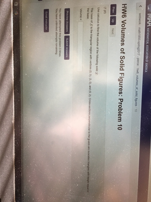 Solved Use calculus to find the volume of the following | Chegg.com