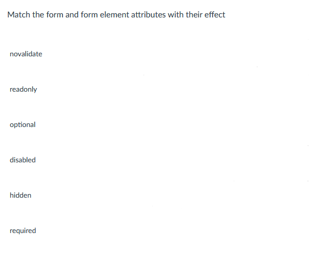 Solved Match the form and form element attributes with their | Chegg.com