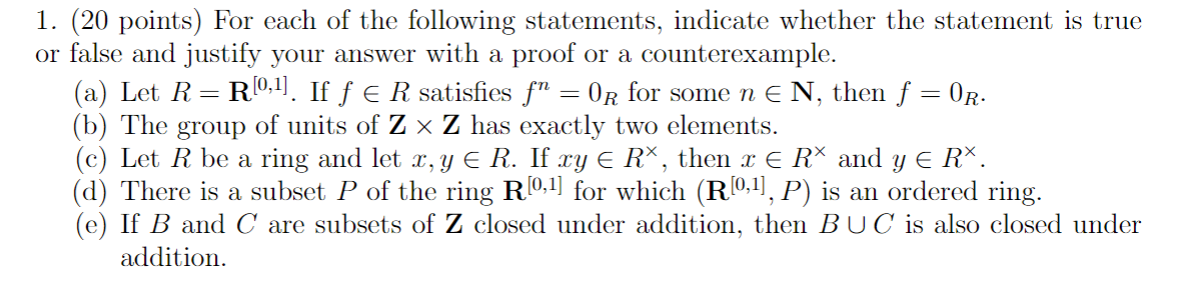Solved For each of the following statements, indicate | Chegg.com