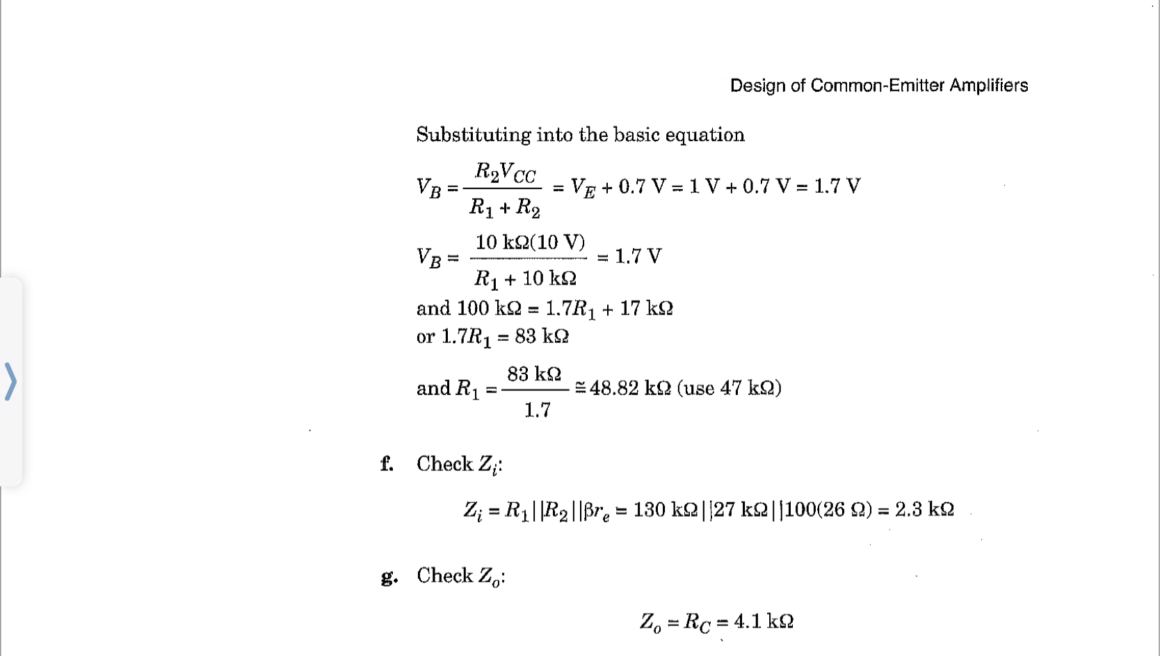 Solved Design of Common-Emitter Amplifiers Substituting into | Chegg.com