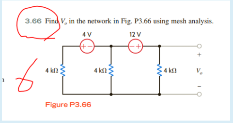 Solved 3.66 Find V. in the network in Fig. P3.66 using mesh | Chegg.com