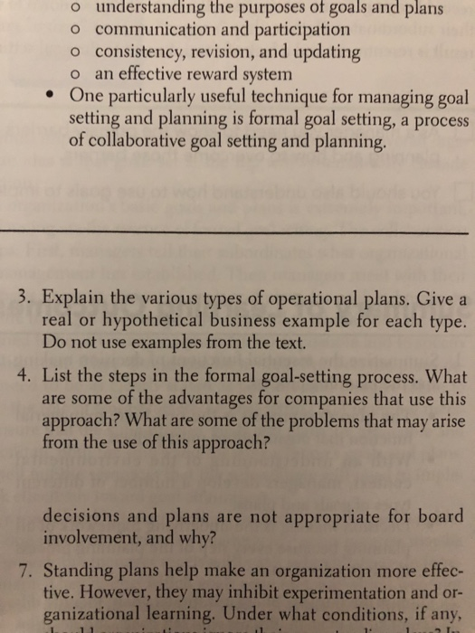 Solved 5. Describe the basic types of operational plans used | Chegg.com