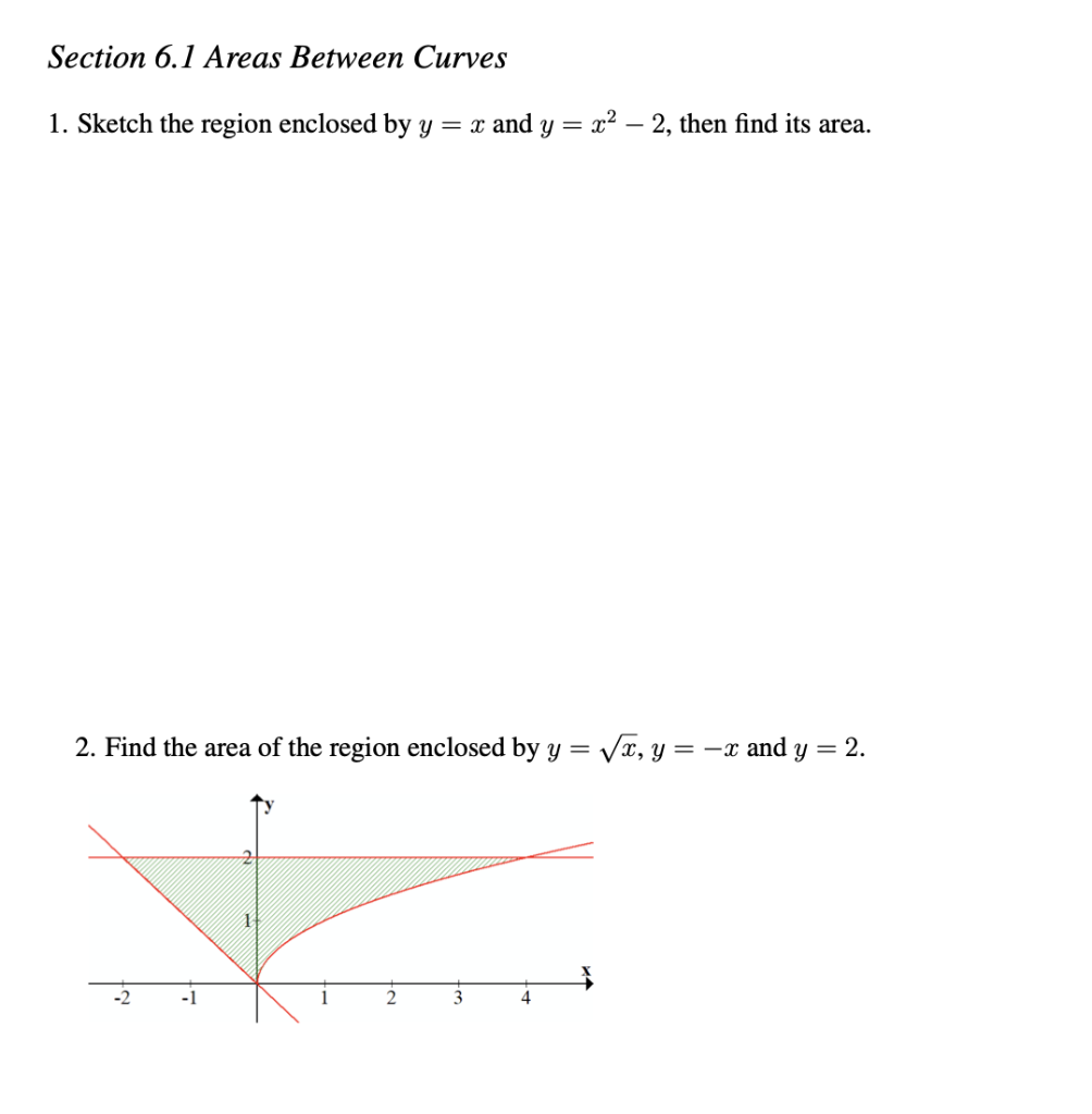 Solved Section 6.1 Areas Between Curves 1. Sketch the region | Chegg.com