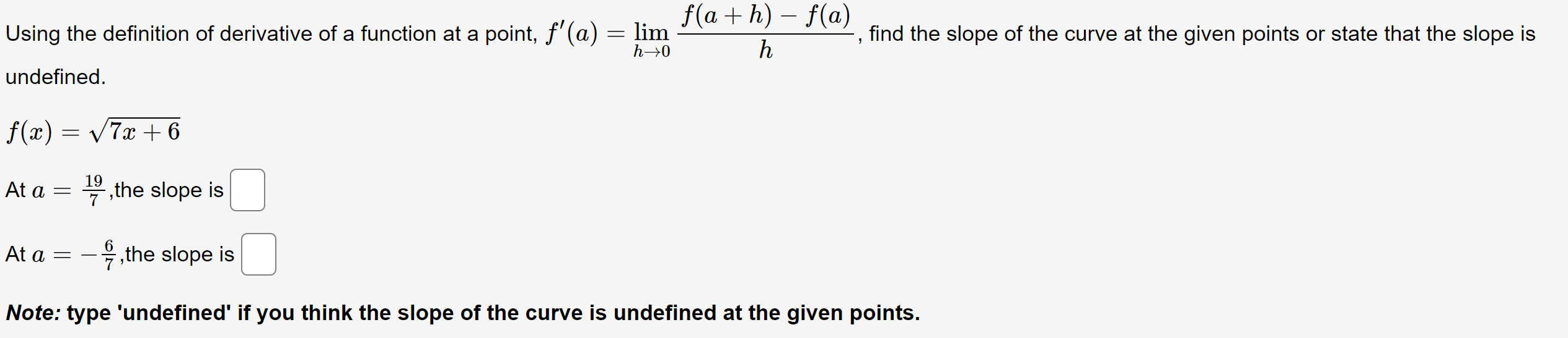 Solved Using the definition of derivative of a function at a | Chegg.com