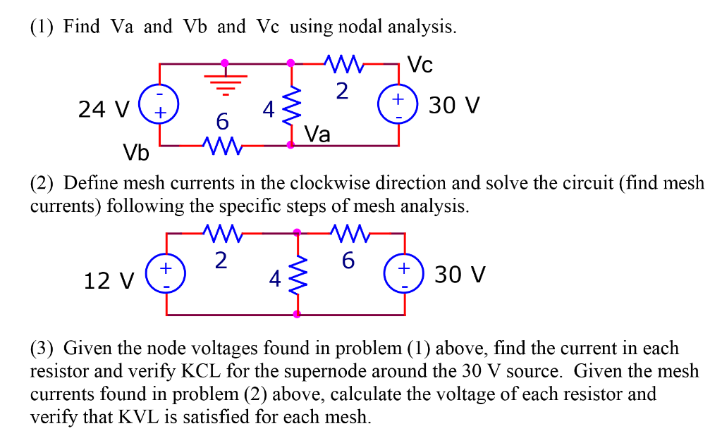 Solved (1) Find Va and Vb and Vc using nodal analysis. - Vc | Chegg.com