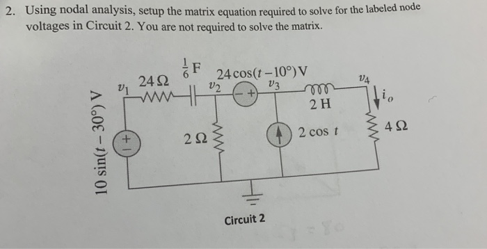 Solved Using nodal analysis, setup the matrix equation | Chegg.com