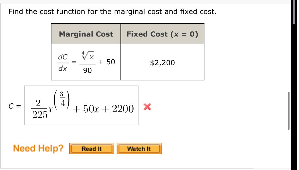 Solved Find the cost function for the marginal cost and | Chegg.com