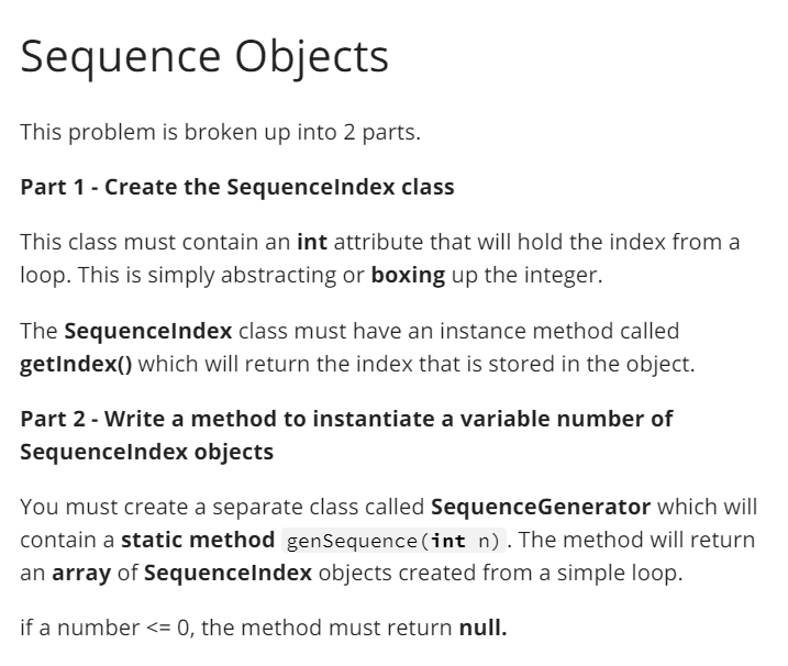 Solved Sequence Objects This Problem Is Broken Up Into 2 7711