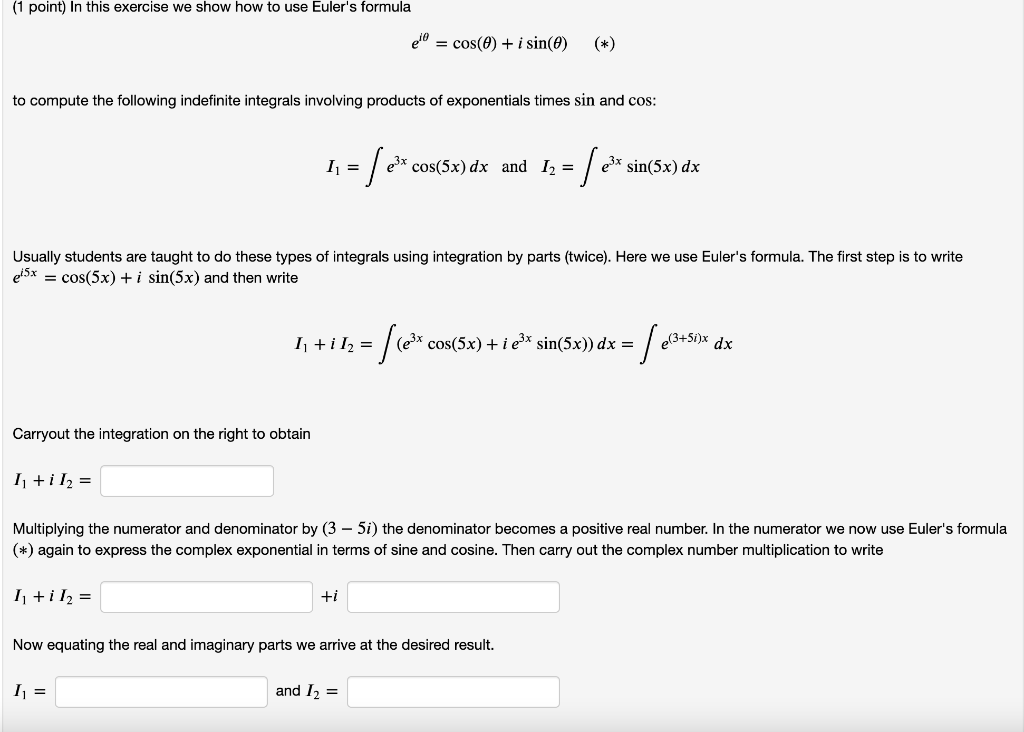 Solved (1 point) In this exercise we show how to use Euler's | Chegg.com