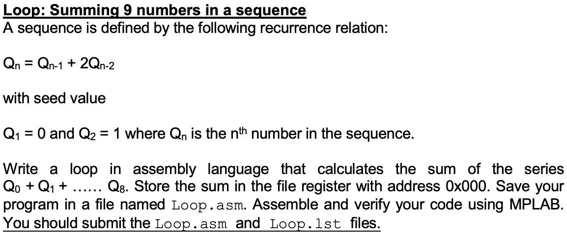 Solved Loop Summing 9 Numbers In A Sequence A Sequence Is