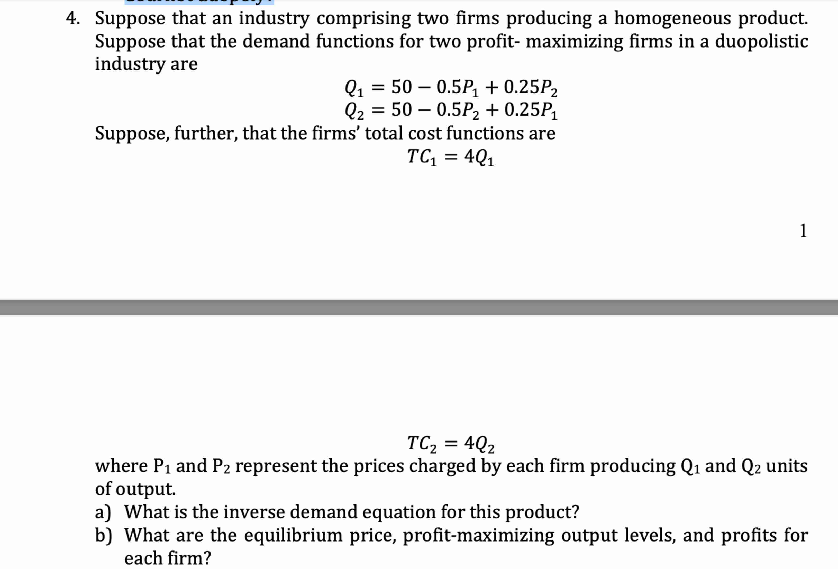 Solved Suppose that an ﻿industry comprising two firms | Chegg.com