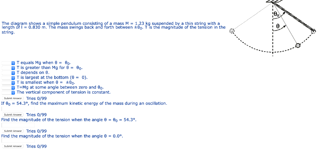Solved The diagram shows a simple pendulum consisting of a | Chegg.com