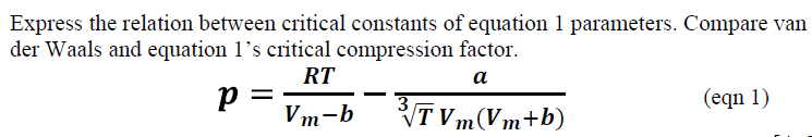 Solved Express the relation between critical constants of | Chegg.com