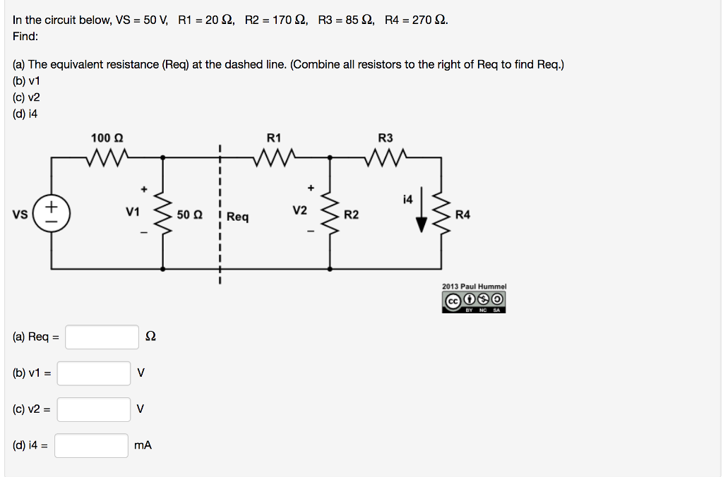 Solved In the circuit below, VS = 50 V, R1 = 20 ΩΩ, R2 = | Chegg.com