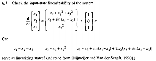 6.7 Check the inpur-state linearizability of the | Chegg.com
