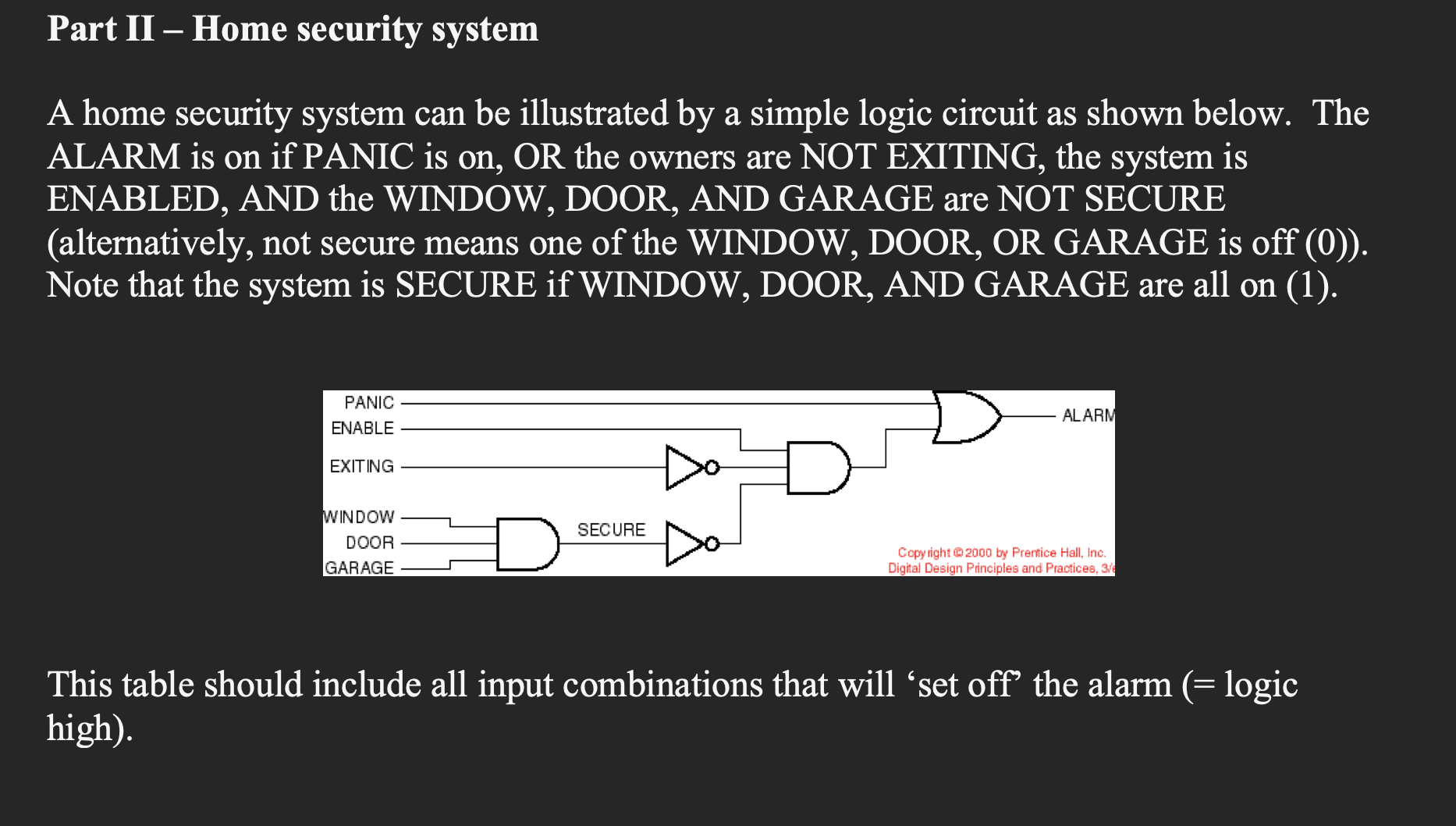 Part II - Home security system A home security system | Chegg.com