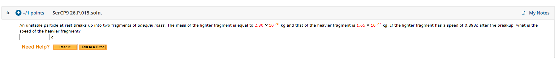 Solved -/1 points QMy Notes 5. SerCP9 26.P.01 5.soIn. An | Chegg.com Solved -/1 points QMy Notes 5. SerCP9 26.P.01 5.soIn. An | Chegg.com