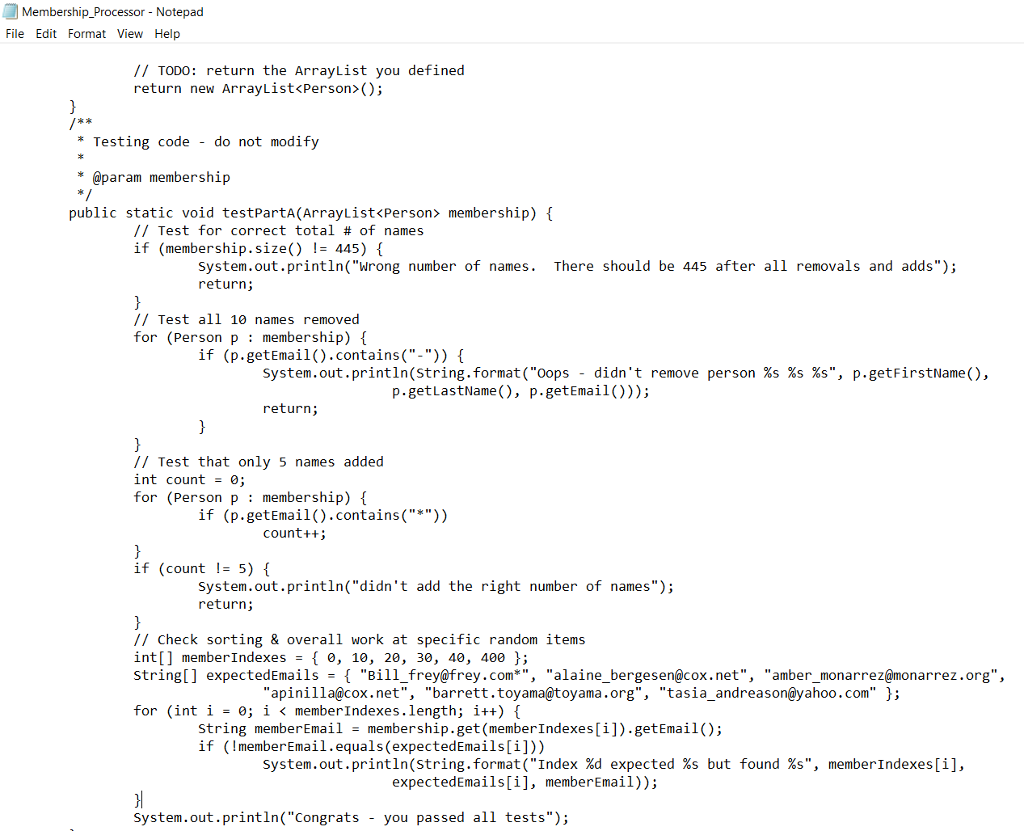 Solved Programming Project 2 Part A – ArrayLists Part A - | Chegg.com ...