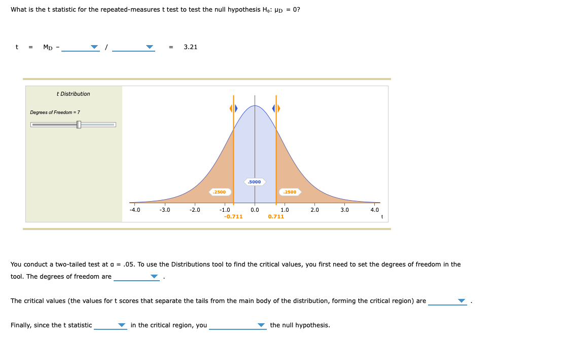 Solved What is the t statistic for the repeated-measures t | Chegg.com