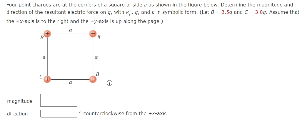 Solved Four point charges are at ﻿the corners of ﻿a square | Chegg.com