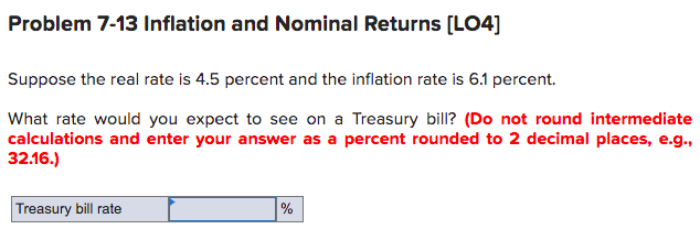 Solved Problem 7-13 Inflation and Nominal Returns (L04] | Chegg.com