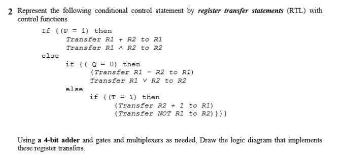 2 Represent the following conditional control | Chegg.com