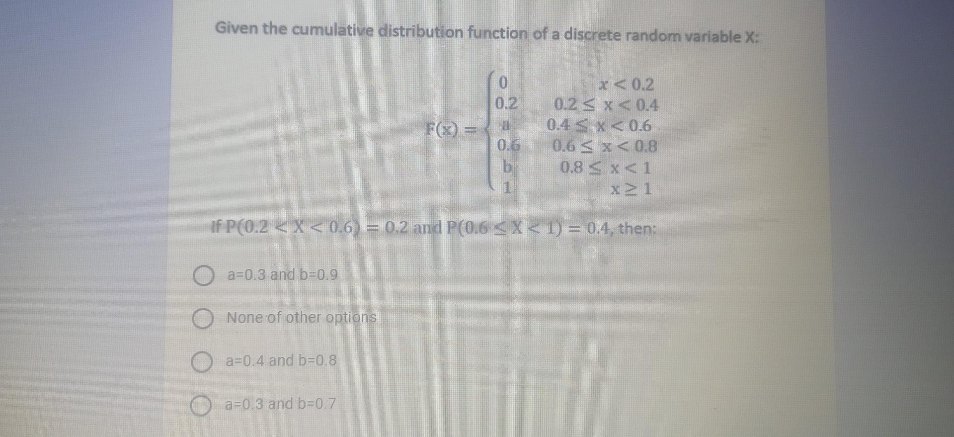 Solved Given the cumulative distribution function of a | Chegg.com