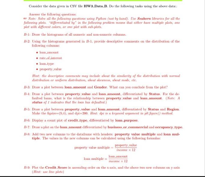 Solved Consider the data given in CSV file HW3.Data. B. Do | Chegg.com