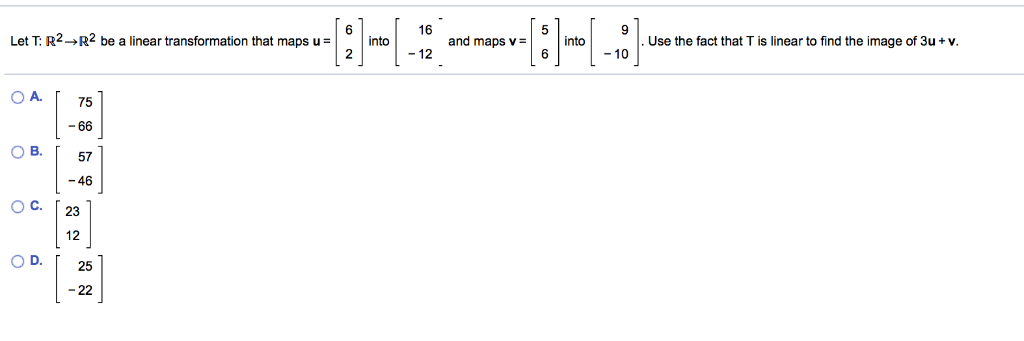 Solved 16 Let TR2→R2 be a linear transformation that maps u | Chegg.com