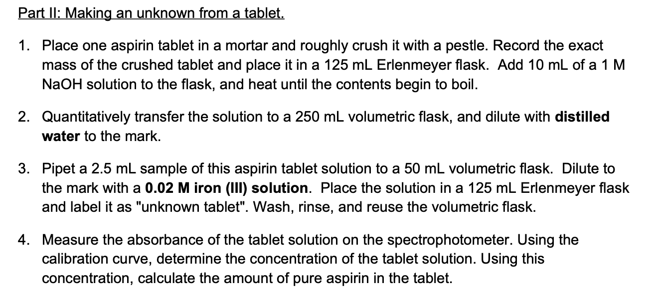 Solved In #5 you will calculate the amount of pure aspirin | Chegg.com