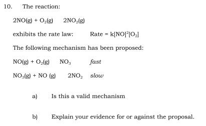 Solved .0. The reaction: 2NO(g)+O2( g)2NO2( g) exhibits the | Chegg.com