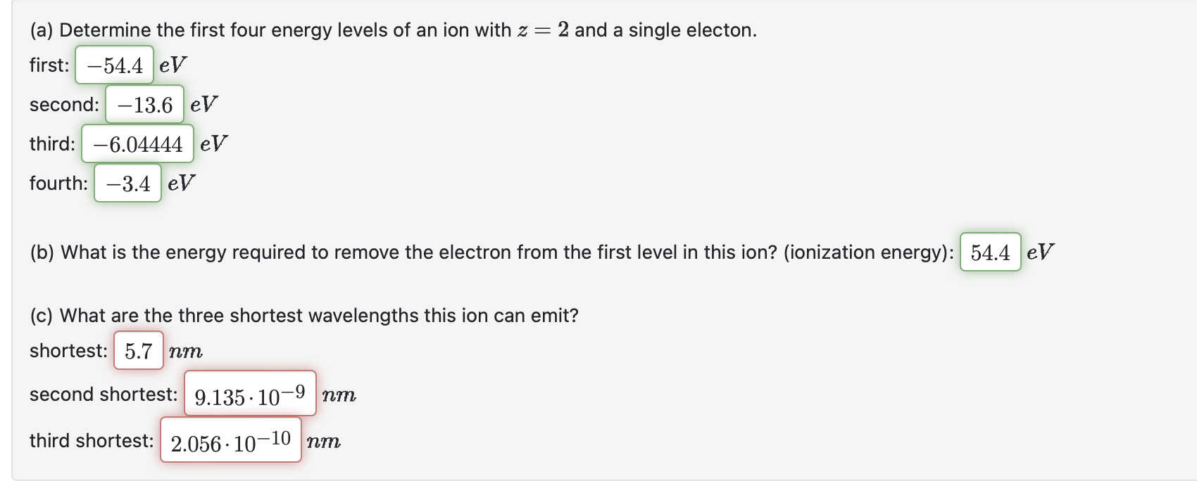 Solved (a) ﻿Determine the first four energy levels of an ion | Chegg.com