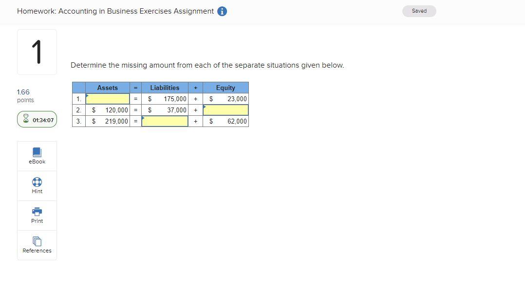 Solved Homework: Accounting in Business Exercises Assignment | Chegg.com