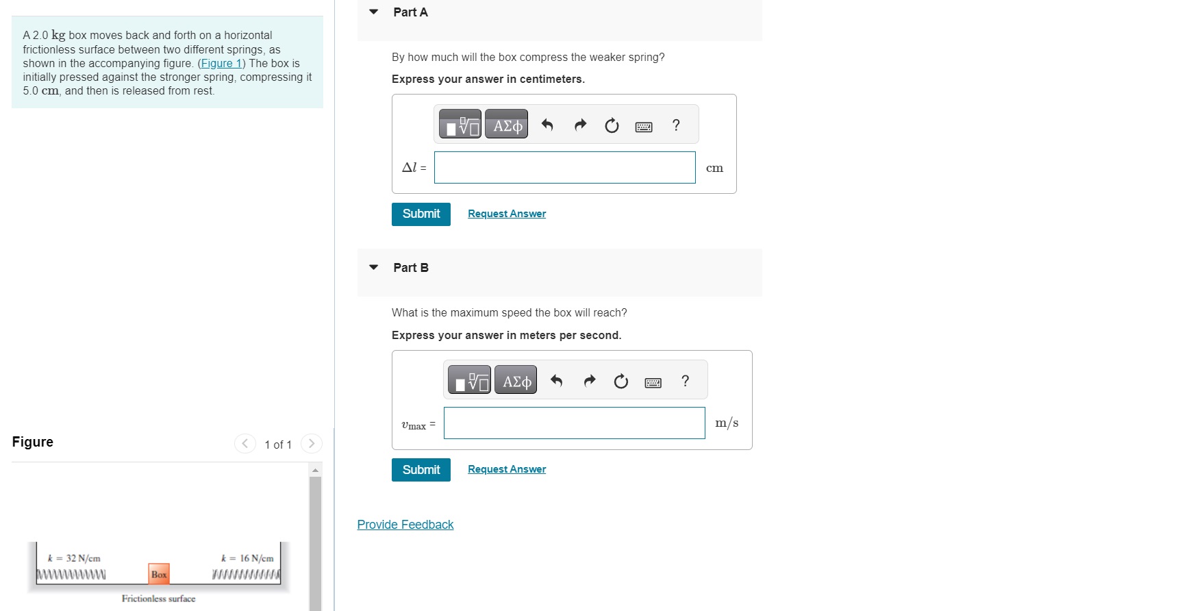 Solved Part AA 2.0kg ﻿box moves back and forth on a | Chegg.com