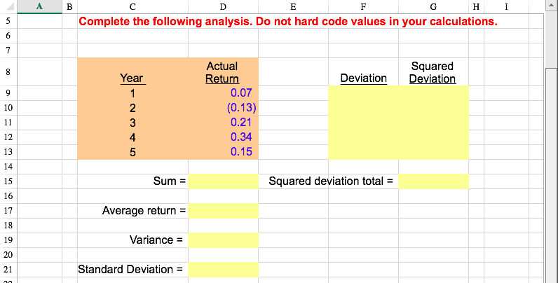 Solved Calculate the arithmetic average return, the variance | Chegg.com