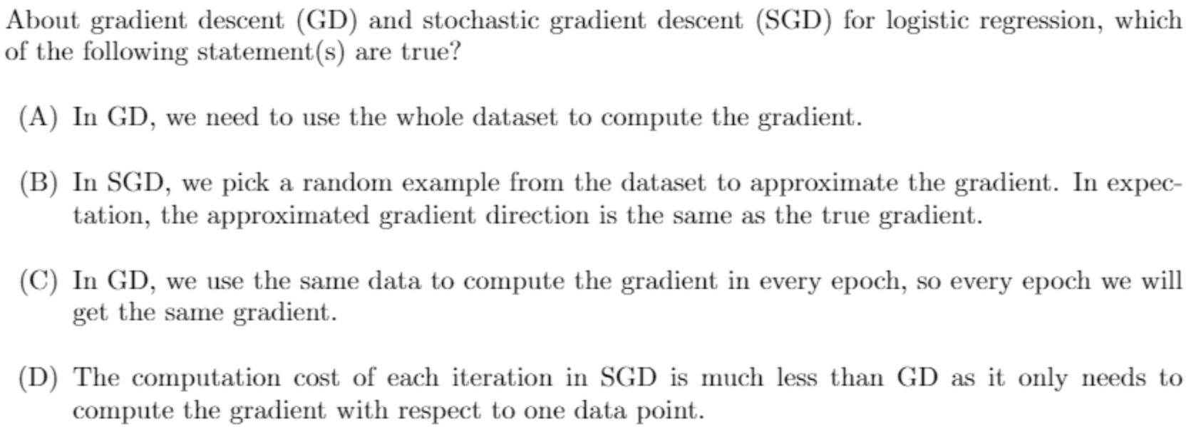 Solved About gradient descent (GD) and stochastic gradient | Chegg.com