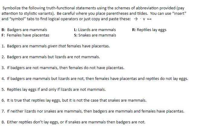 Solved Symbolize the following truth-functional statements | Chegg.com