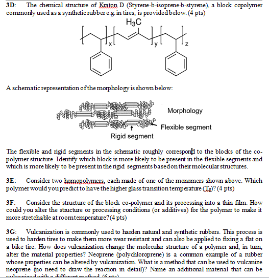 Solved 3D: The chemical structure of Kraton D | Chegg.com