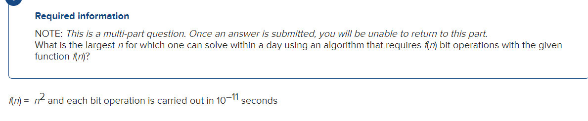 Solved Required information NOTE: This is a multi-part | Chegg.com