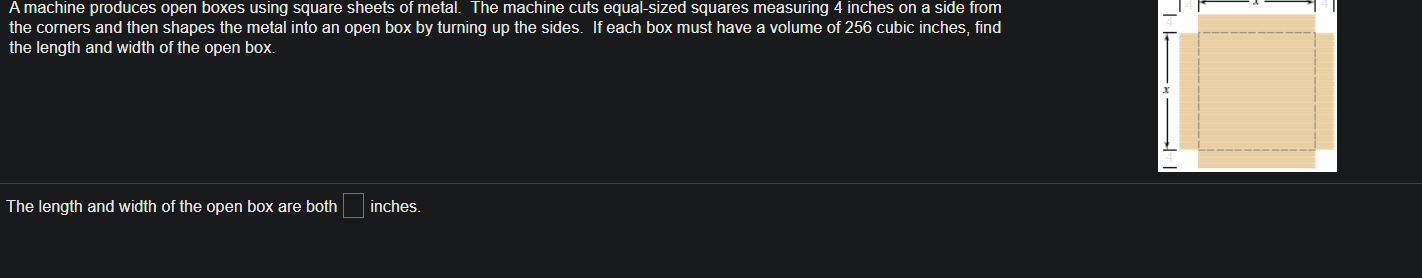 Solved A machine produces open boxes using square sheets of | Chegg.com